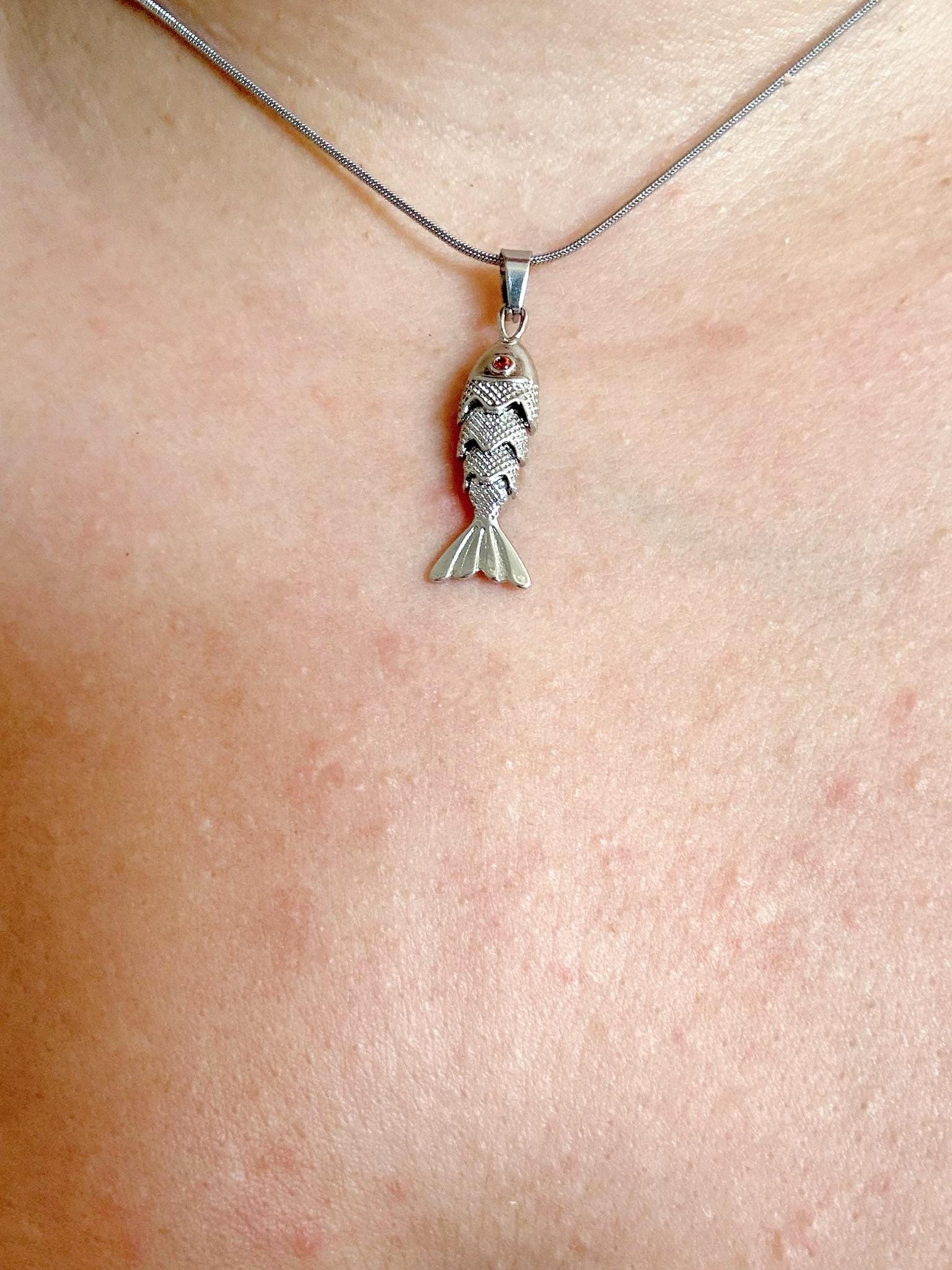 Movable 3D Fish Charm Necklace: Pave Pisces Pendant, Sea Lover Gift - Etsy