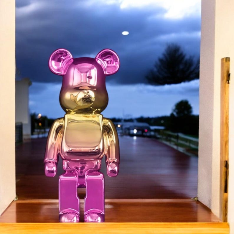 Bearbrick Style Figurine Modern Art Bear Statue for Desk & Shelf Decor ...