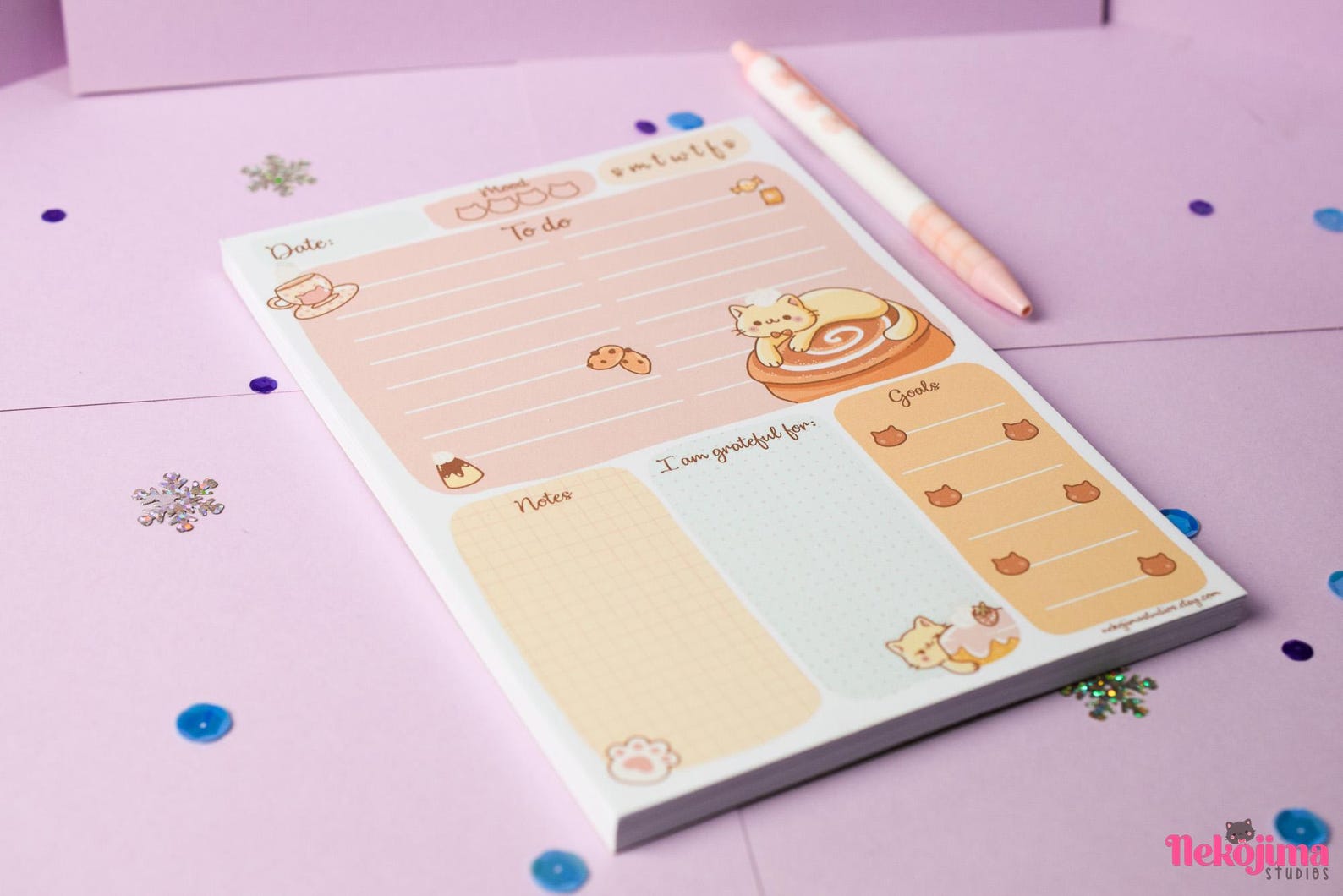 Kawaii A5 Daily Plan Pasty the Cat • Tear off Memo • Notepad Padpaper ...
