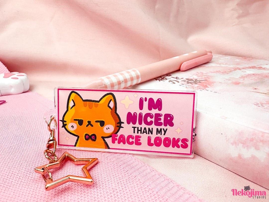 Kawaii Keychain Cat & Quotes Collection II • Cute Cat Keyring • Funny ...