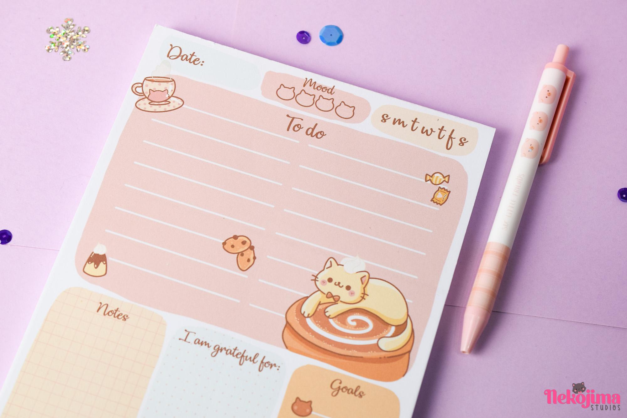 Kawaii A5 Daily Plan Pasty the Cat • Tear off Memo • Notepad Padpaper ...