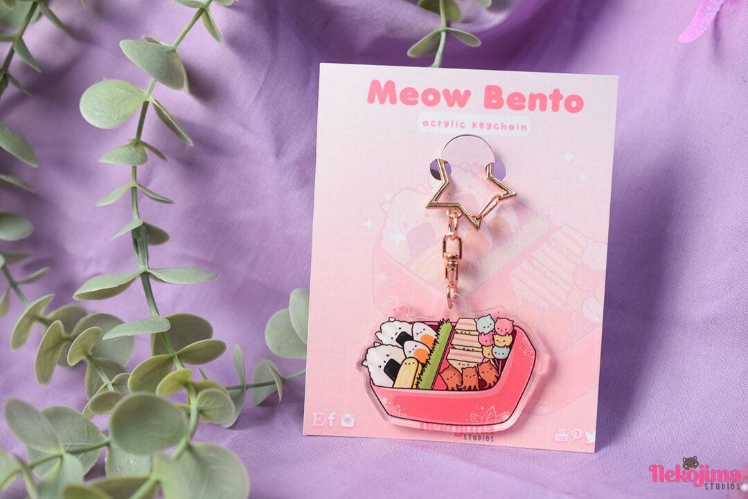 Kawaii Keychain Bento Box • Cute Sushi Box Keychain • Kawaii Acrylic ...