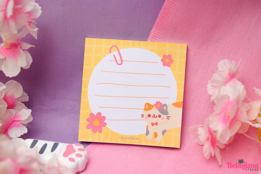 Kawaii Spring Cats Memo Pad • Tear off Memo Pad • Paper Note Pad, Cute ...