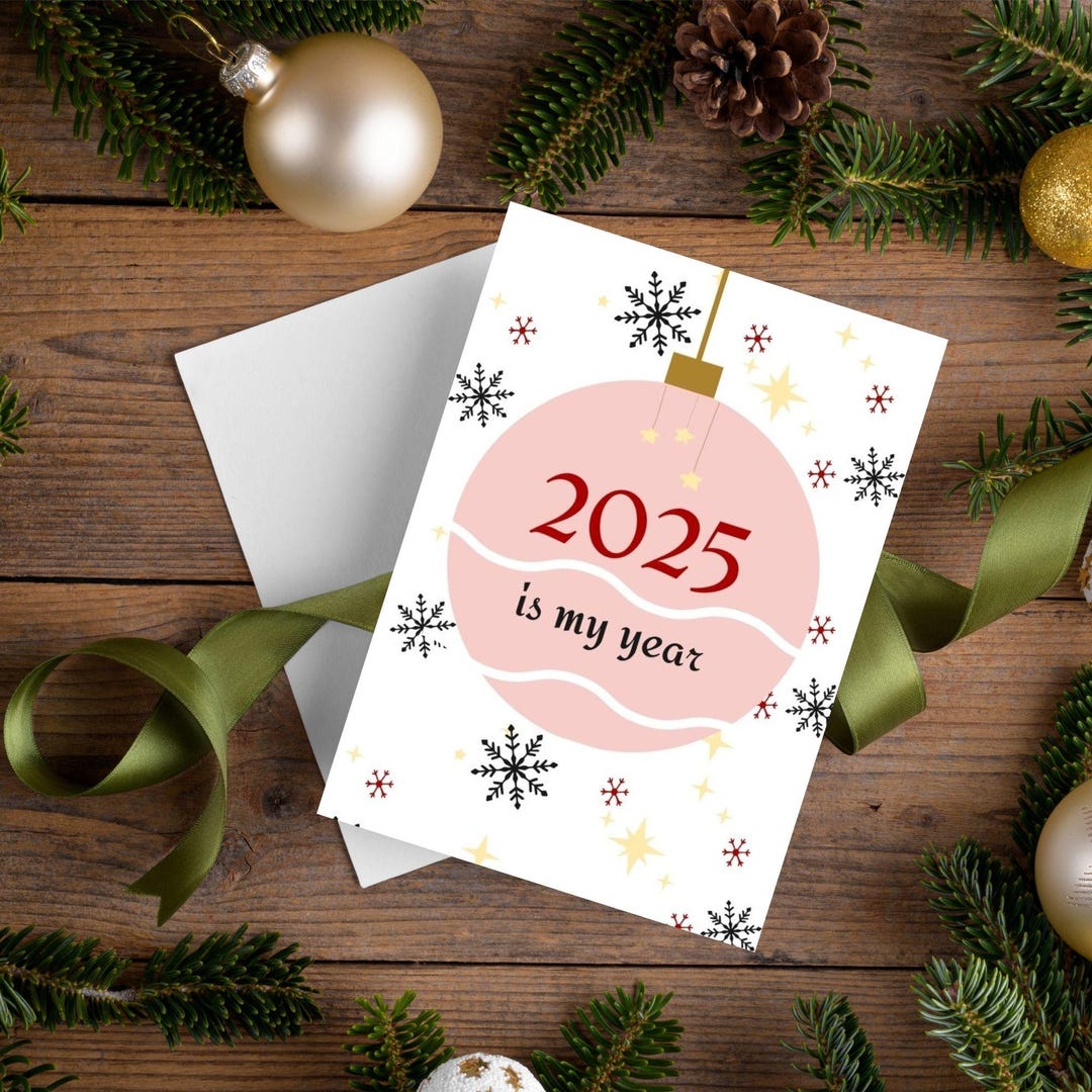 Printable New Year Card 2025 Card New Year Card Instant Download 5x7 ...