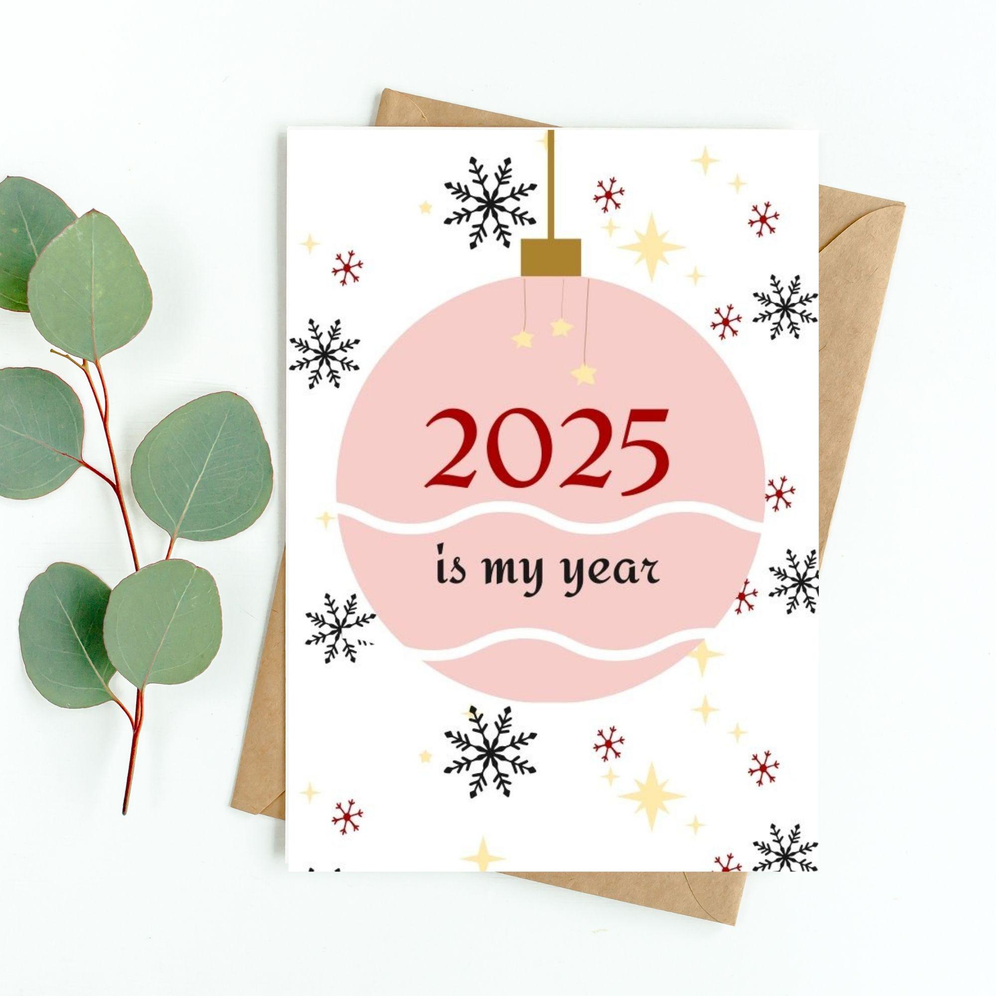 Printable New Year Card 2025 Card New Year Card Instant Download 5x7 ...