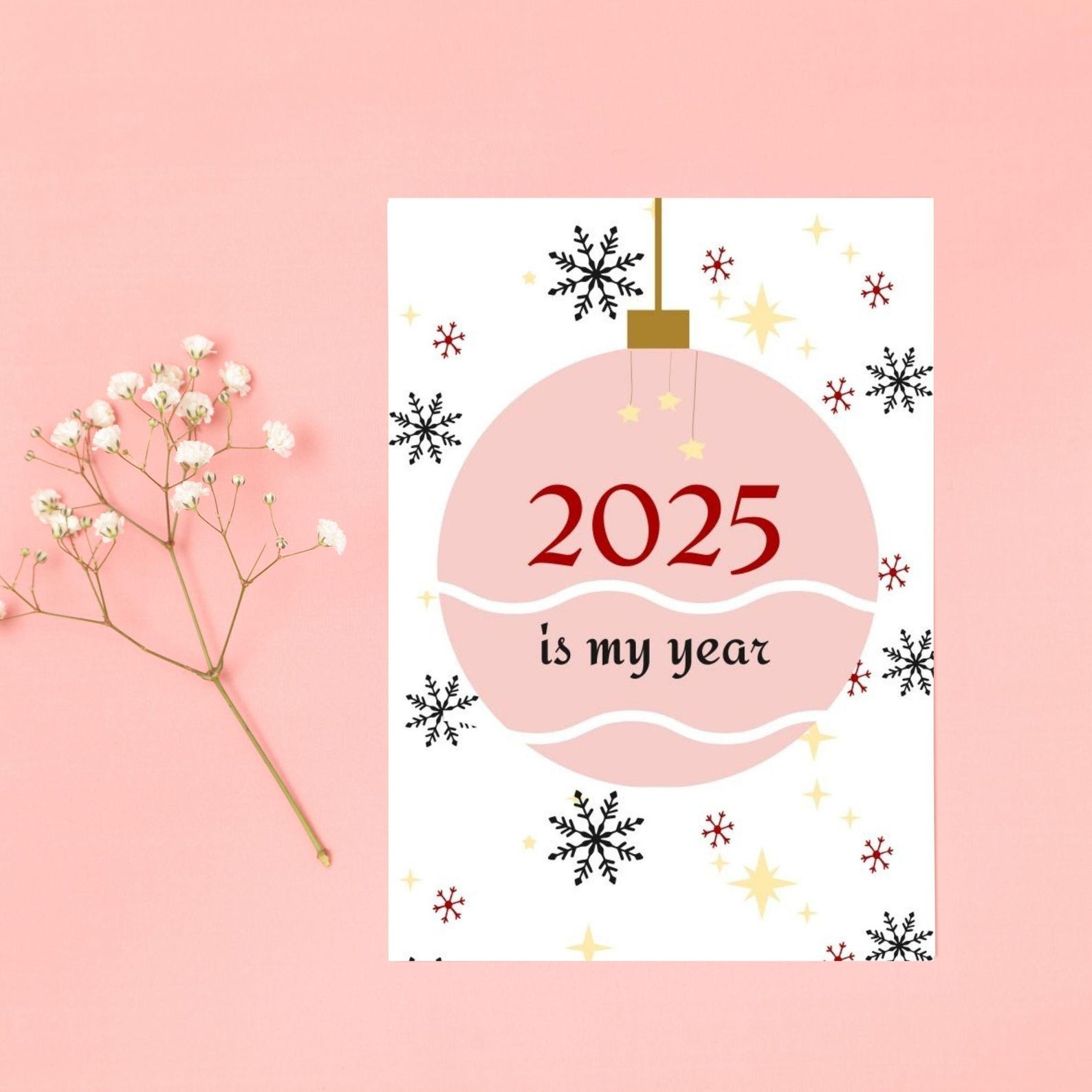Printable New Year Card 2025 Card New Year Card Instant Download 5x7 ...