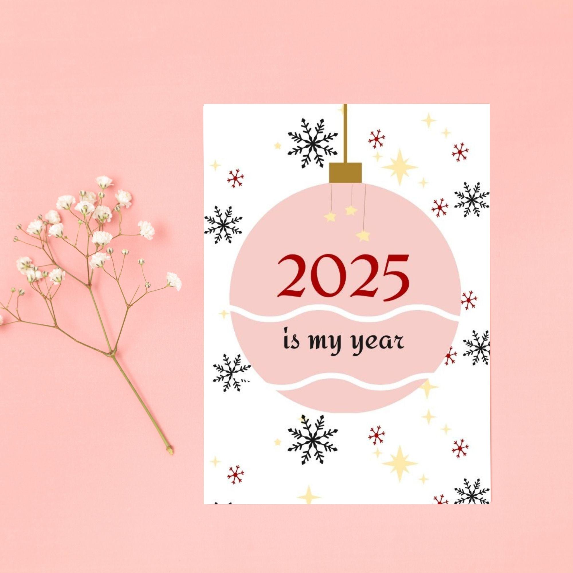 Printable New Year Card 2025 Card New Year Card Instant Download 5x7 ...