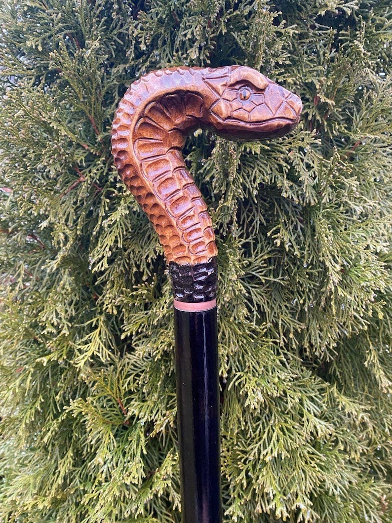 Snake Head Walking Cane Hiking Stick Handle LARP Vikings Costume Old ...