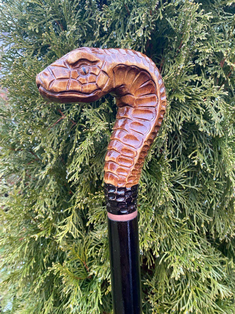 Snake Head Walking Cane Hiking Stick Handle LARP Vikings Costume Old ...