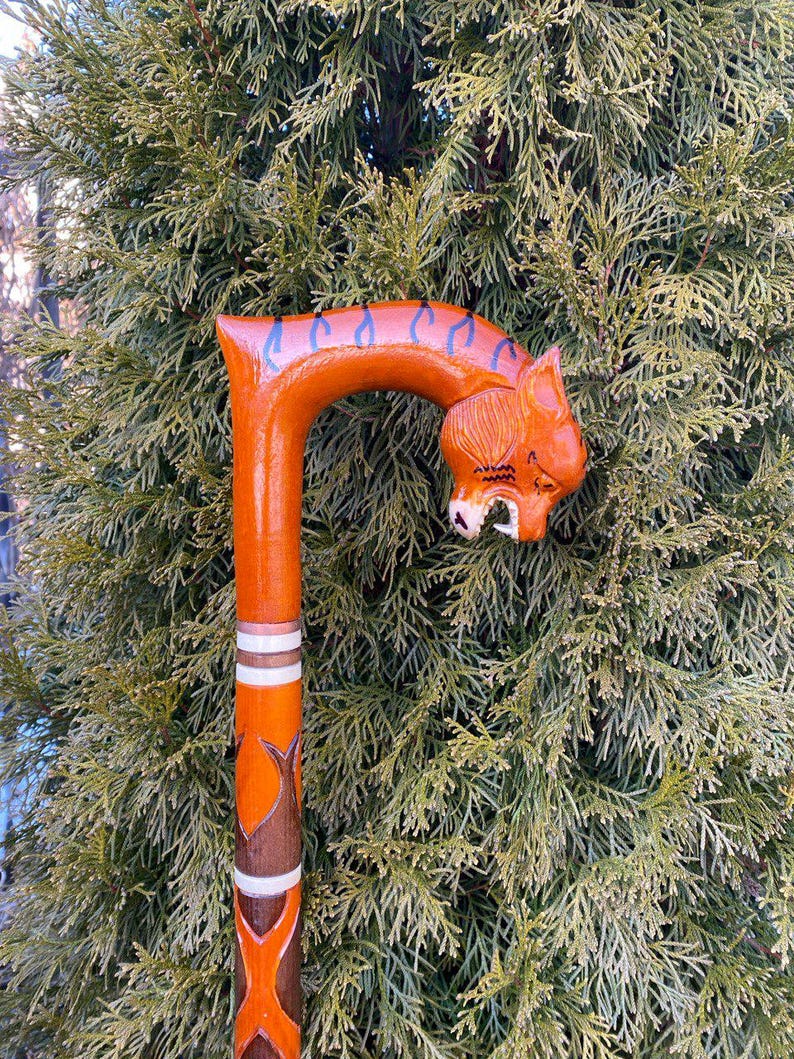 Tiger Walking Cane Wood Kenya Africa Stylish Walking Stick Wooden ...