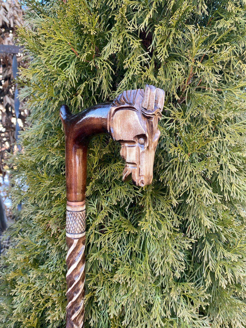 Mediavel Walking Cane for Men Hand Carved Horse Unique Handle Luxury ...