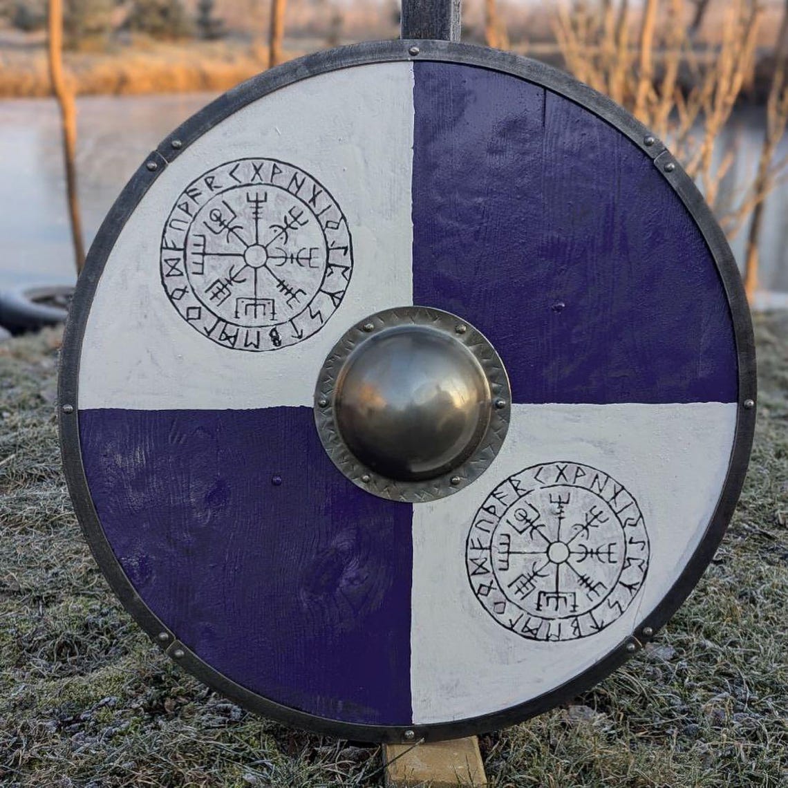 Viking Shield Vegvisir Viking Wall Wood Decor Vegvisir Shield Viking ...
