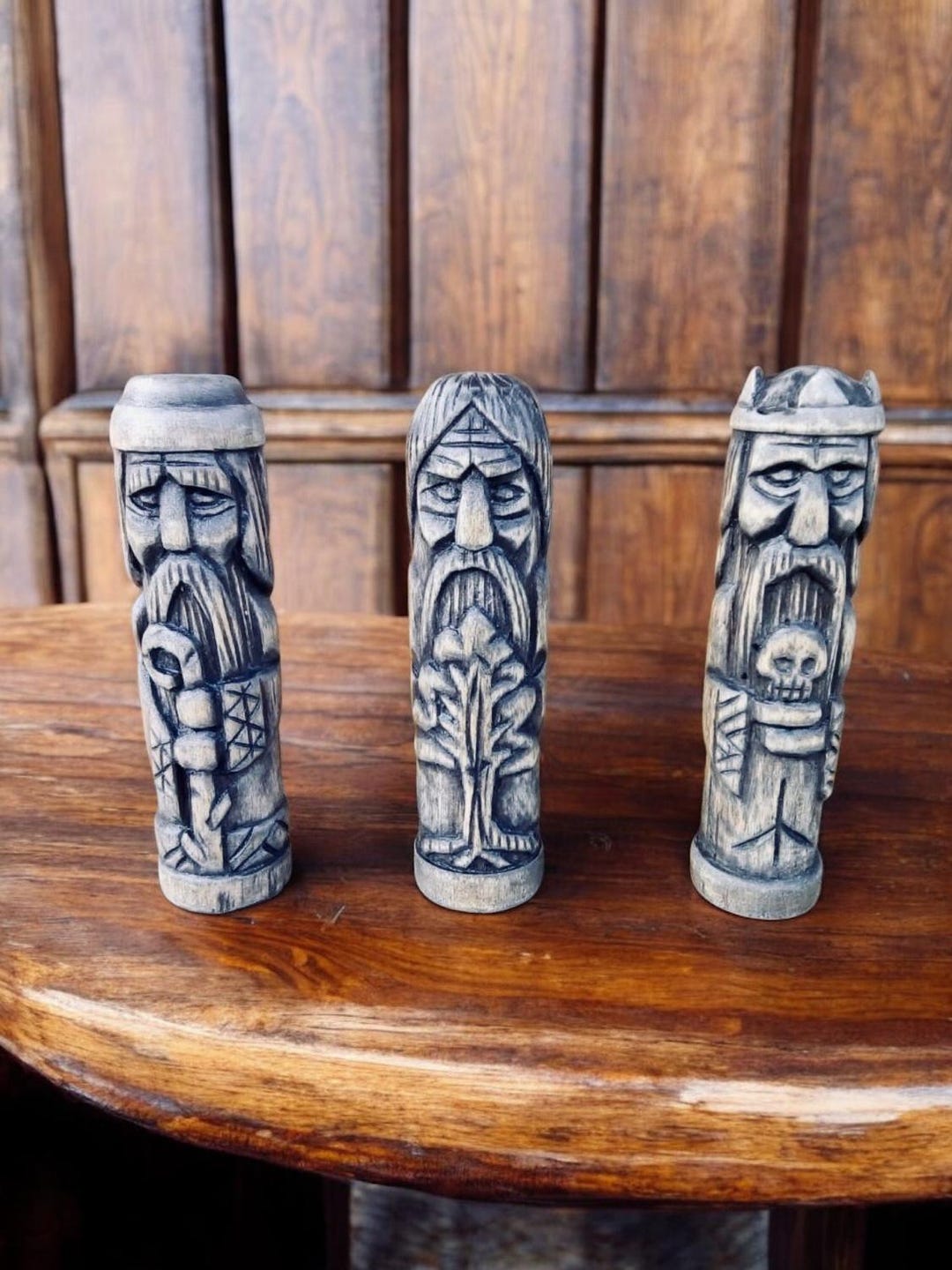 Svarog Rod Veles Chernobog Perun Belobog Wooden Figurines Hand Carved ...