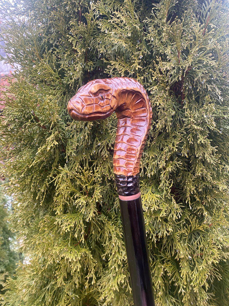Snake Head Walking Cane Hiking Stick Handle LARP Vikings Costume Old ...