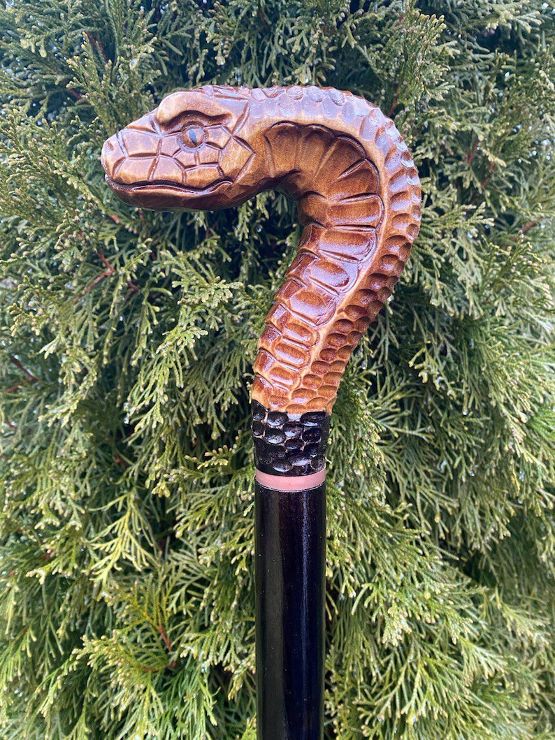 Snake Head Walking Cane Hiking Stick Handle LARP Vikings Costume Old ...