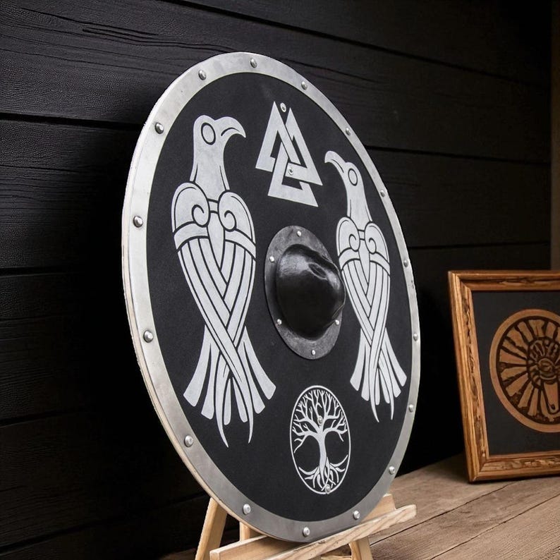 Viking Shield Medieval Viking Shield Raven Valhalla Viking Shield ...