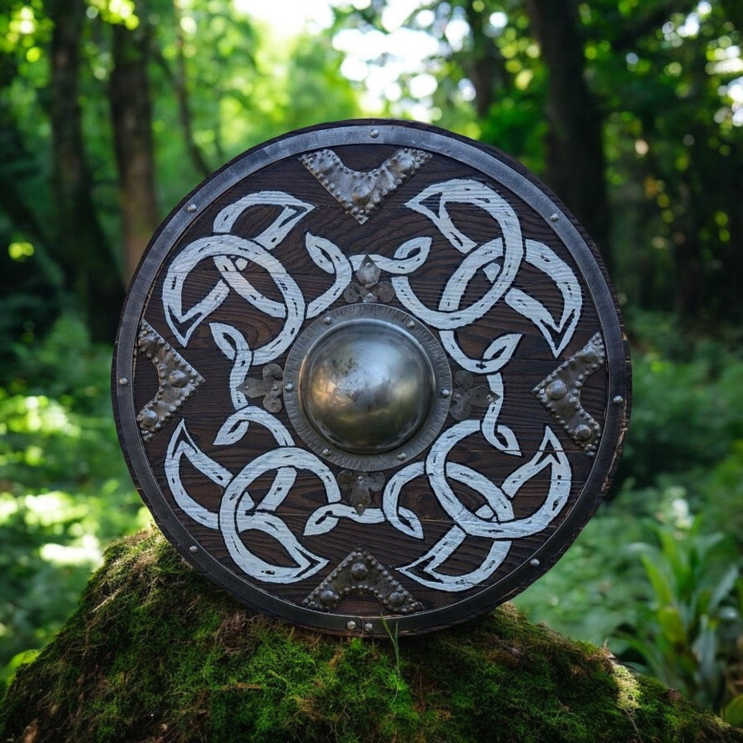 Viking Shield Norse Knots Viking Wall Decor Wood Wall Art Celtic Knots Shield Viking Knot Design ...