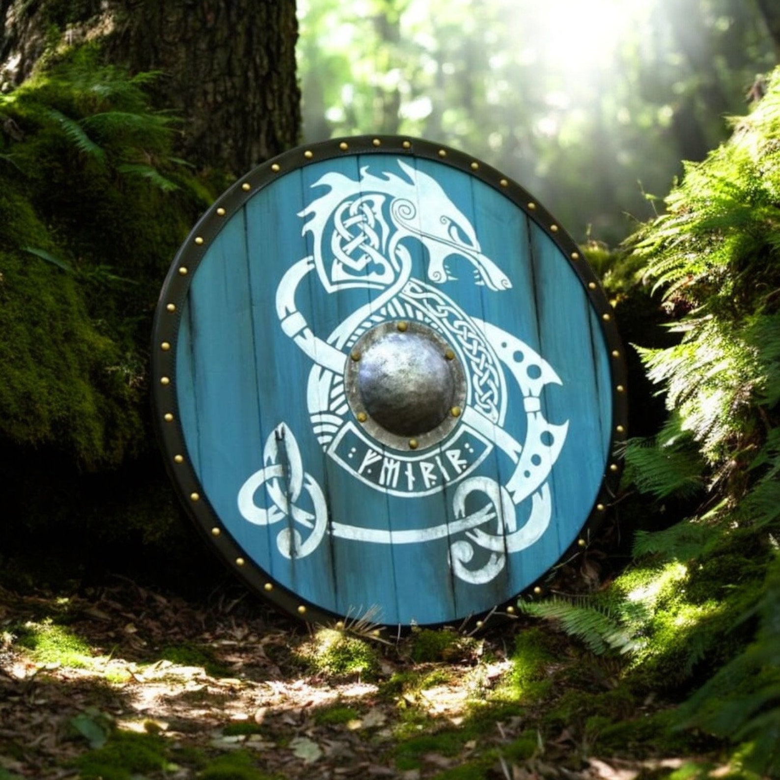 Fenrir Wolf Viking Shield Medieval Shield Custom Shield Norse Shield Larp Viking Shield Viking ...