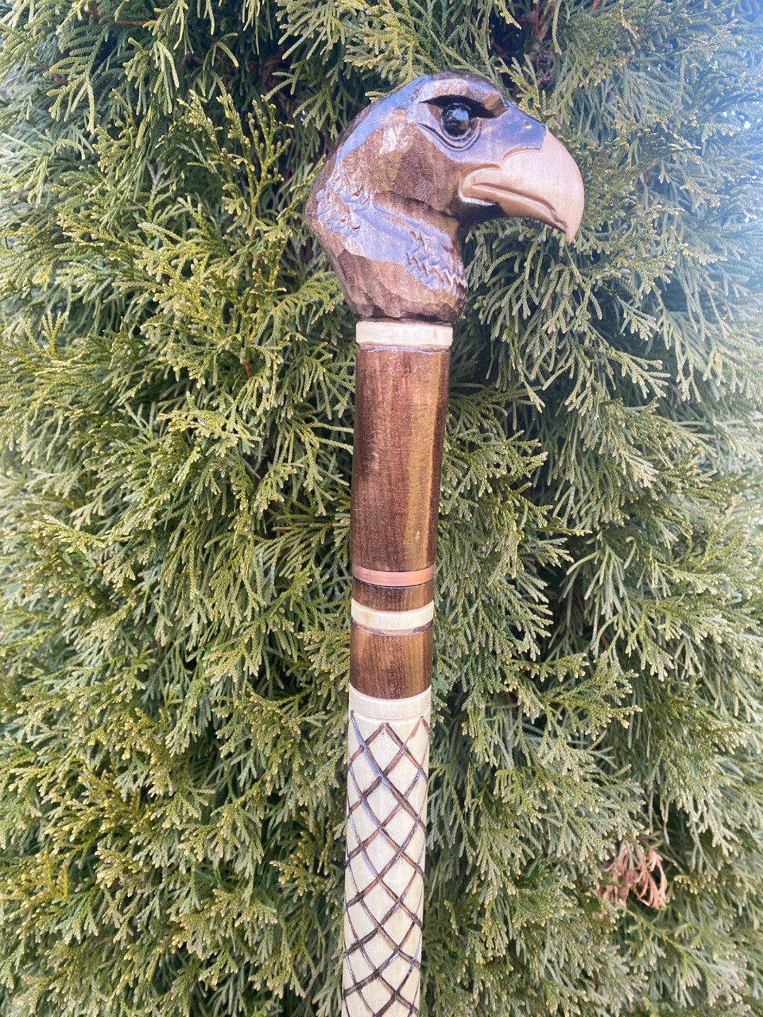 Raven Odin Staff Celtic Raven Walking Cane Wizard Walking Stick Viking ...