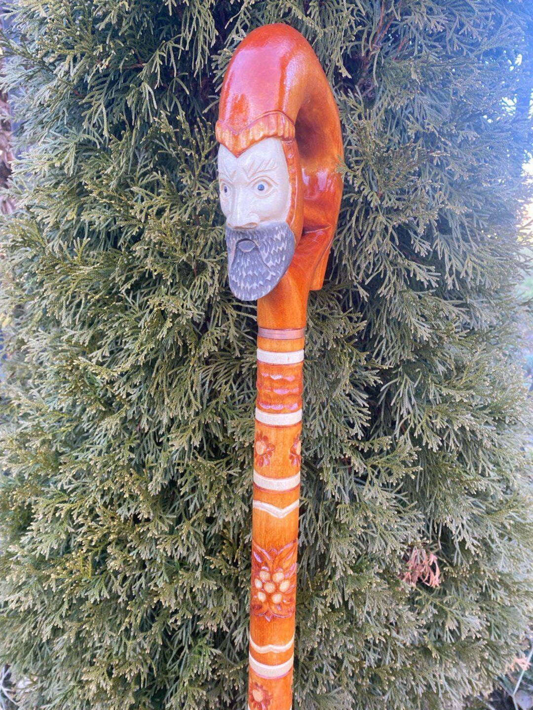 Viking Head Walking Cane Scandinavian Walking Stick Norse Staff Odin ...