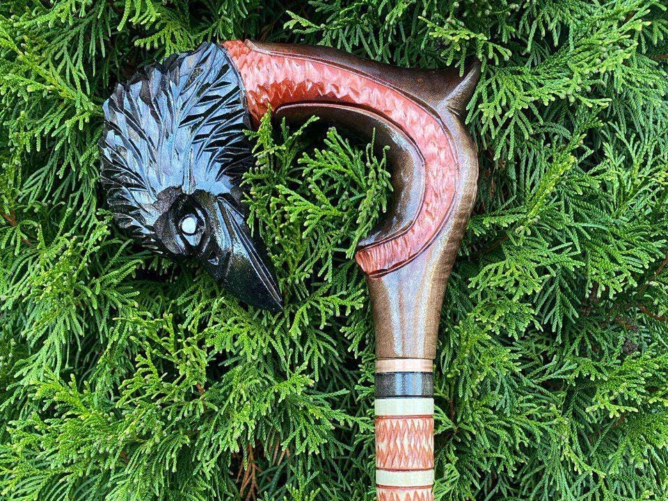 Norse Raven Walking Stick Odin Raven Norse Pagan Cane Norse Raven ...