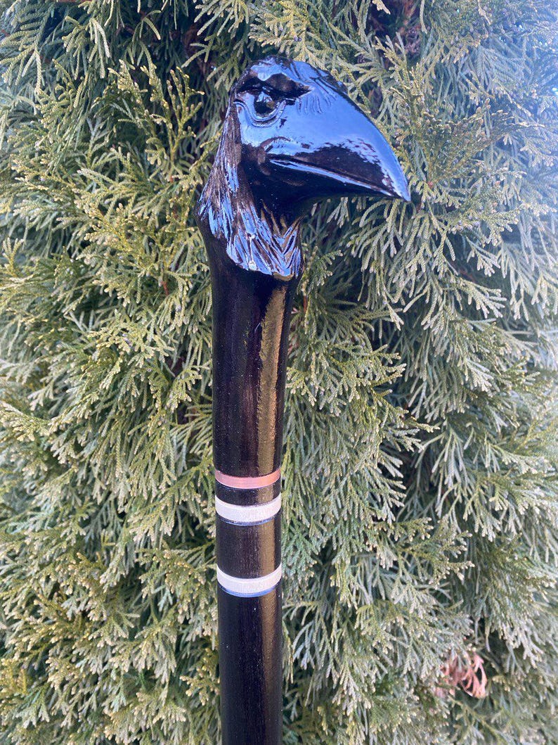 Odin's Raven Cane Norse Mythology Accessory Wooden Raven Walking Stick ...