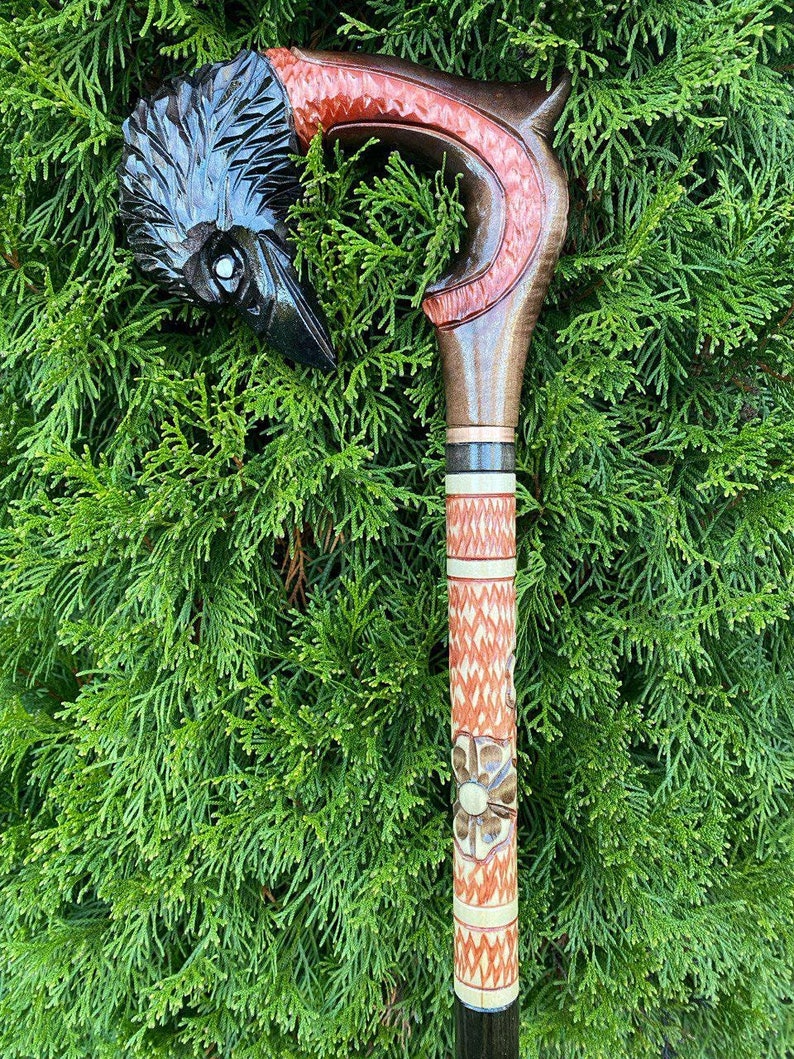 Norse Raven Walking Stick Odin Raven Norse Pagan Cane Norse Raven ...
