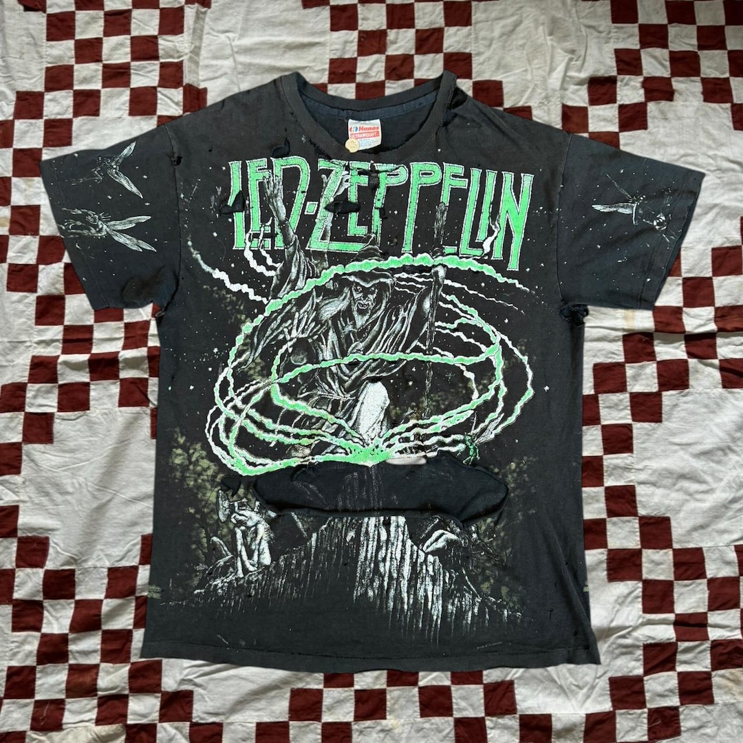 Vintage 1990s Led Zeppelin Wizard Magic Band Music T-shirt Size Large ...
