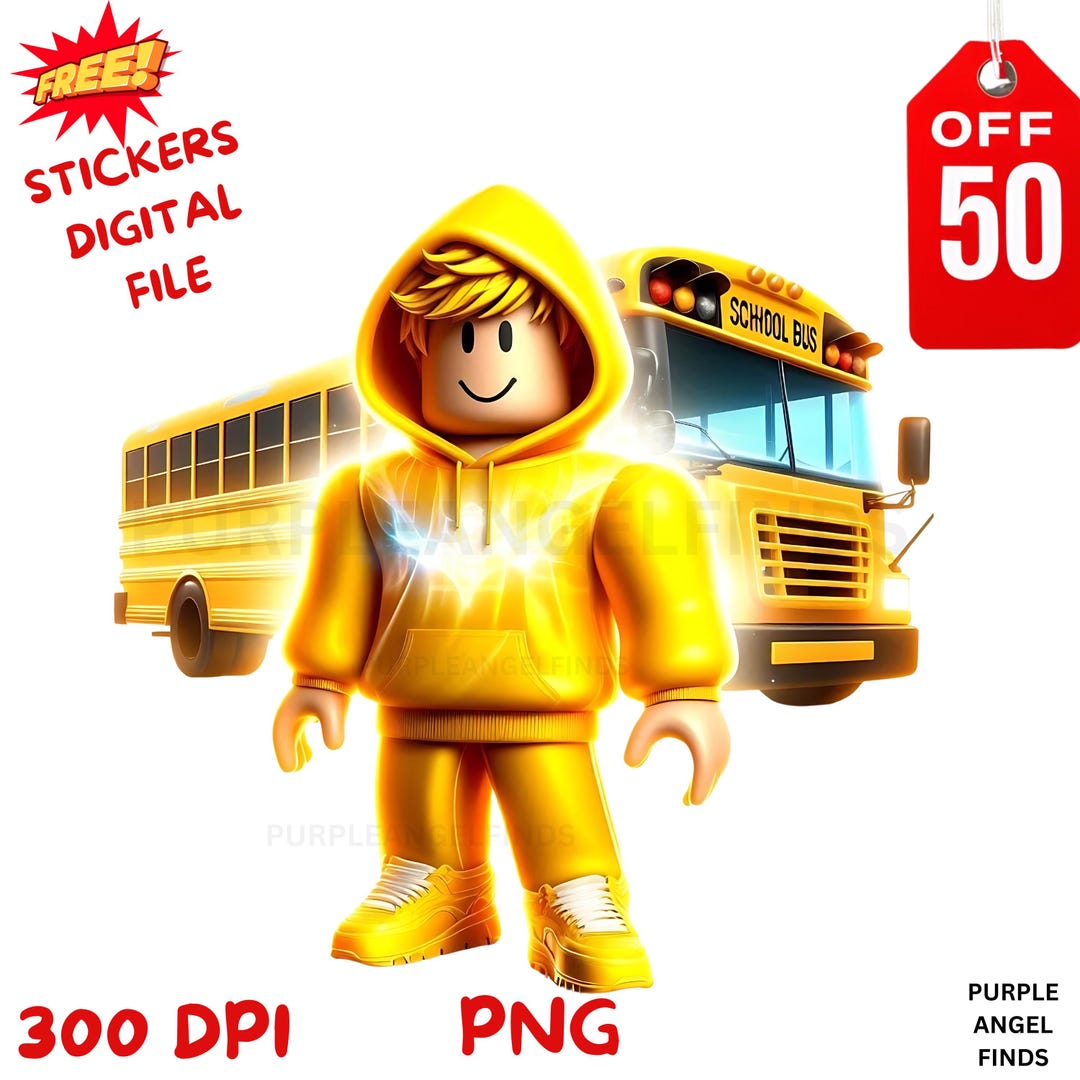 Roblox Png,yellow Bus Roblox Font, Roblox Digital Download Image ...