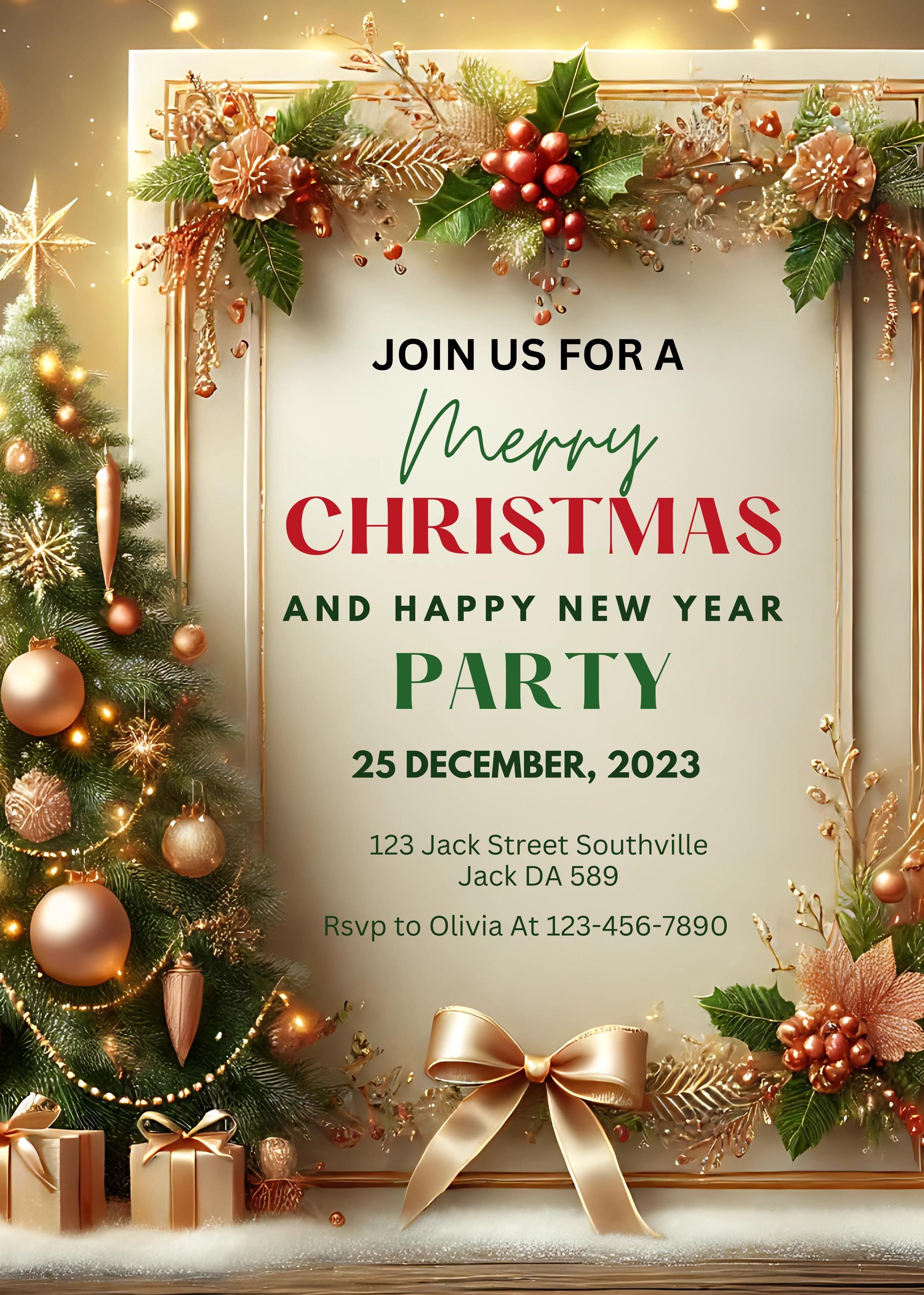 Editable Merry Christmas Invitation Party, Printable Template ...