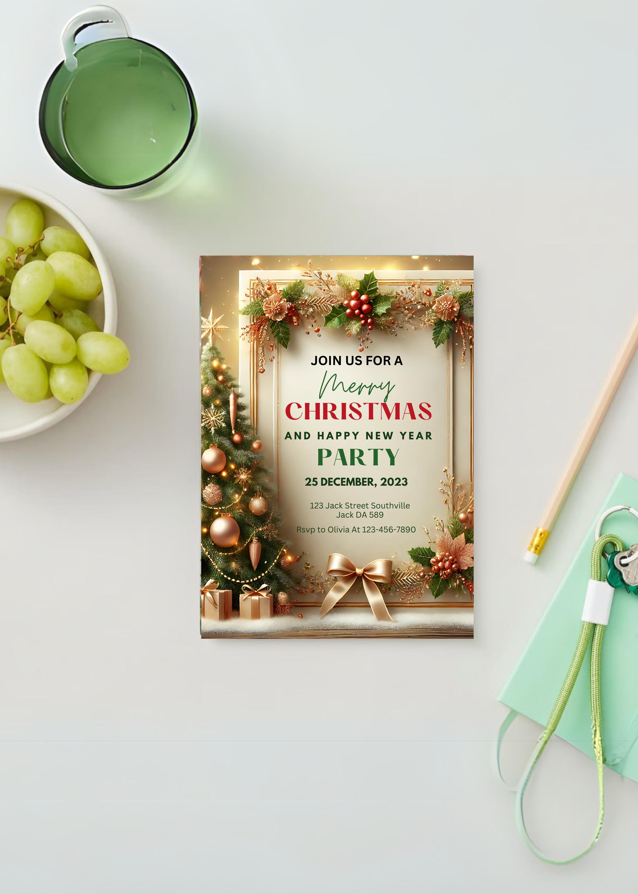 Editable Merry Christmas Invitation Party, Printable Template ...
