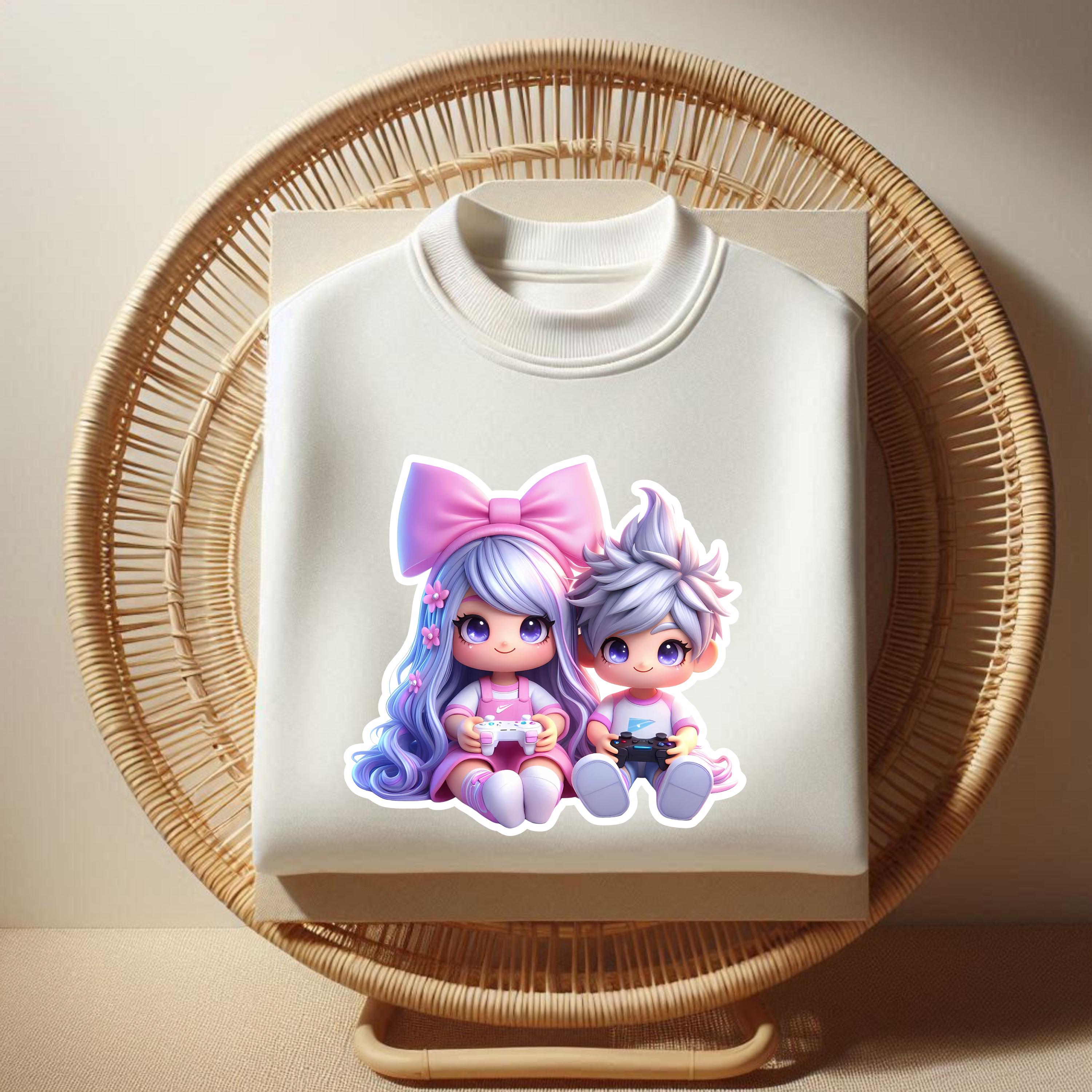 Whimsical Chibi Girl and Boy Png, Game Controller, Cute Stickers, Chibi ...