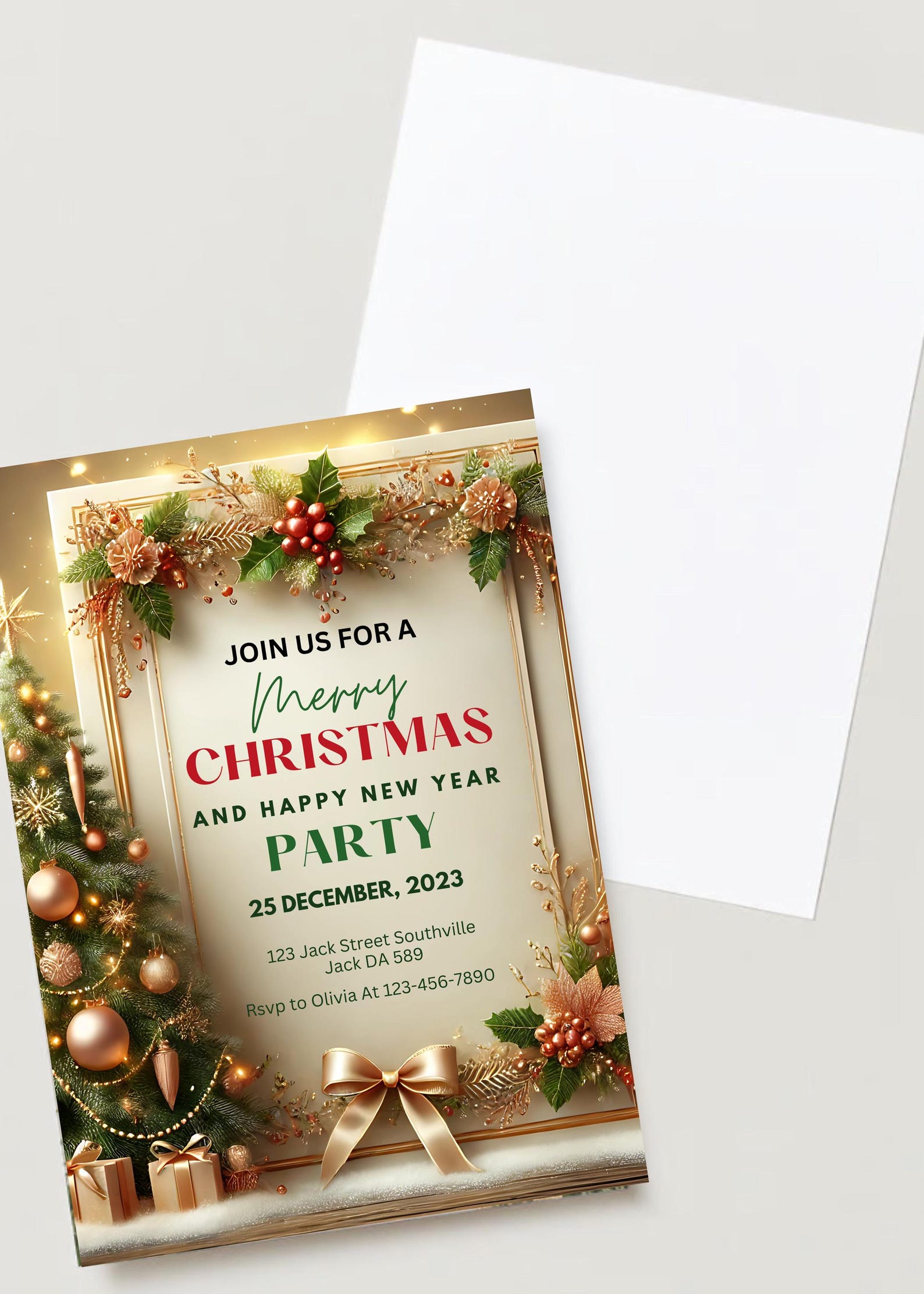 Editable Merry Christmas Invitation Party, Printable Template ...