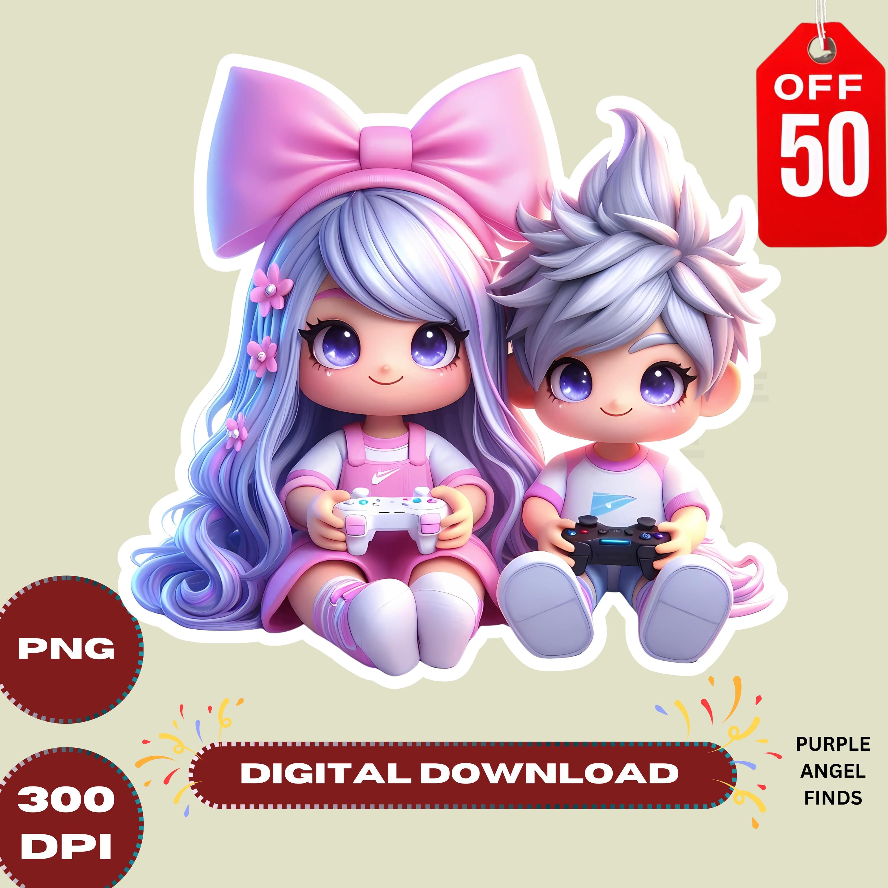Whimsical Chibi Girl and Boy Png, Game Controller, Cute Stickers, Chibi ...