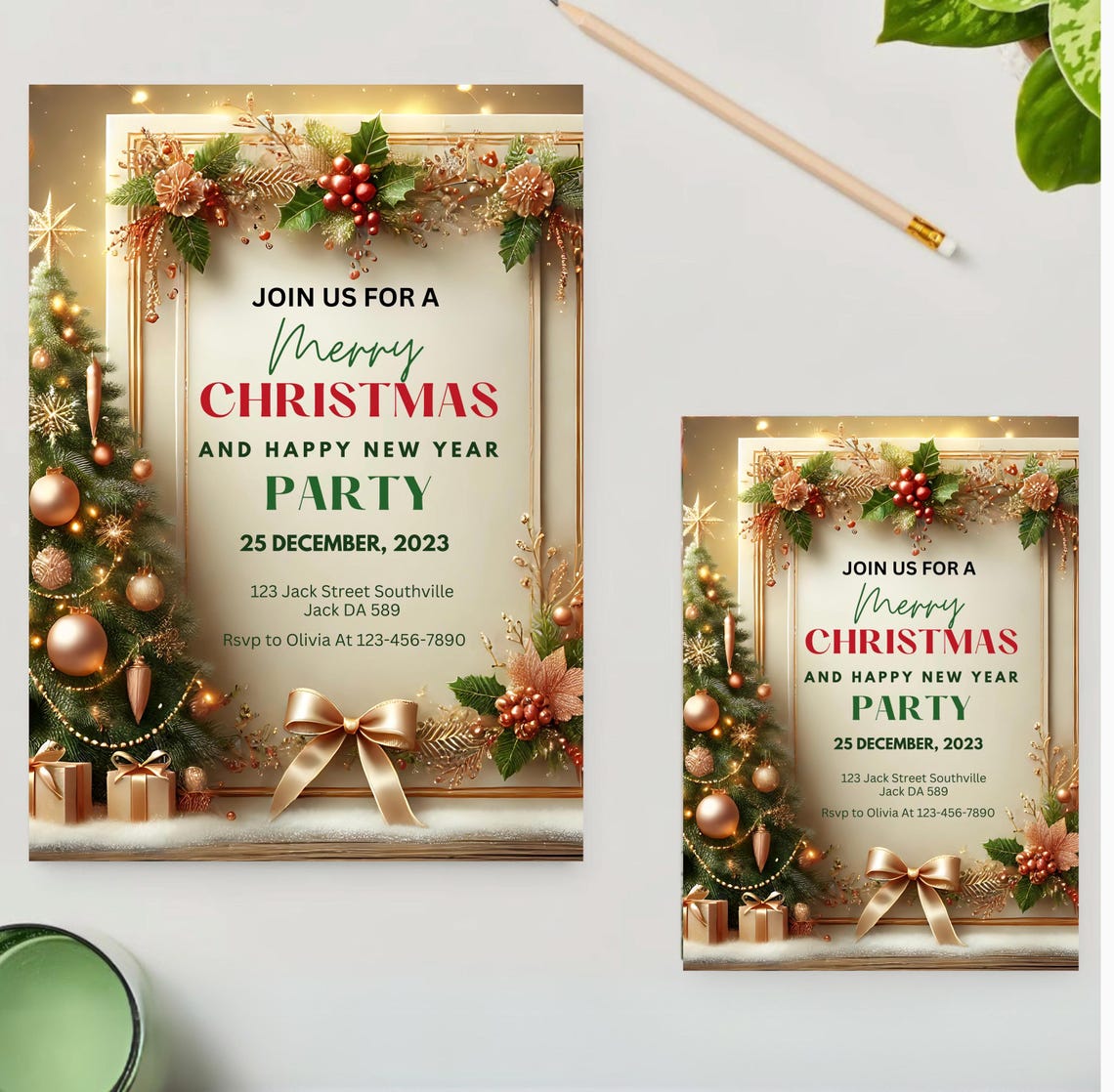 Editable Merry Christmas Invitation Party, Printable Template ...