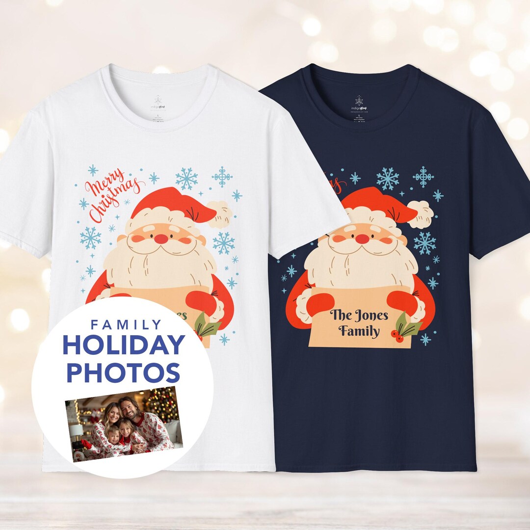 Personalized Family Christmas Tee, Photo Santa Shirt - Etsy