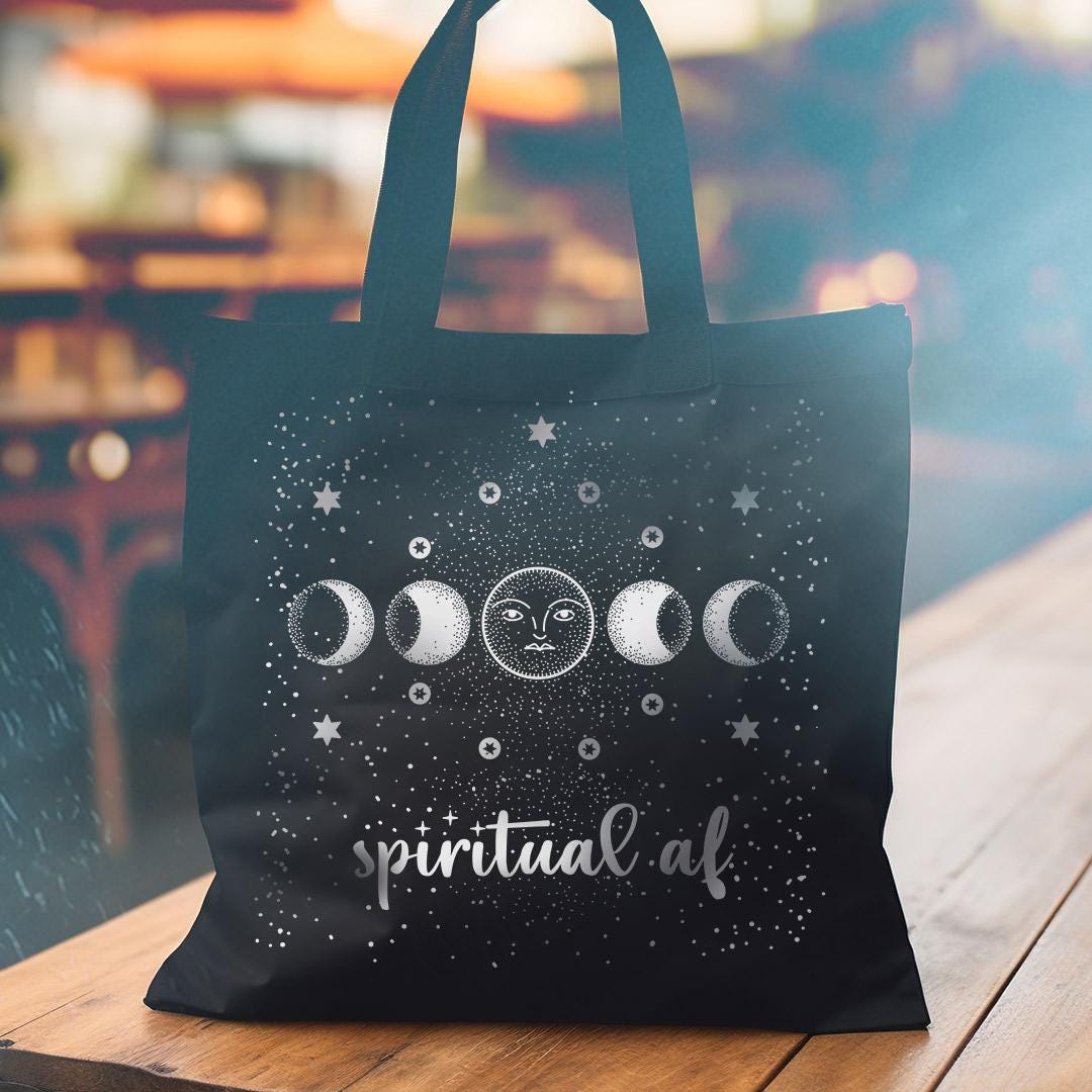 Spiritual AF Tote Bag, Boho Tote, Positive Vibes Reusable Bag, Yoga ...