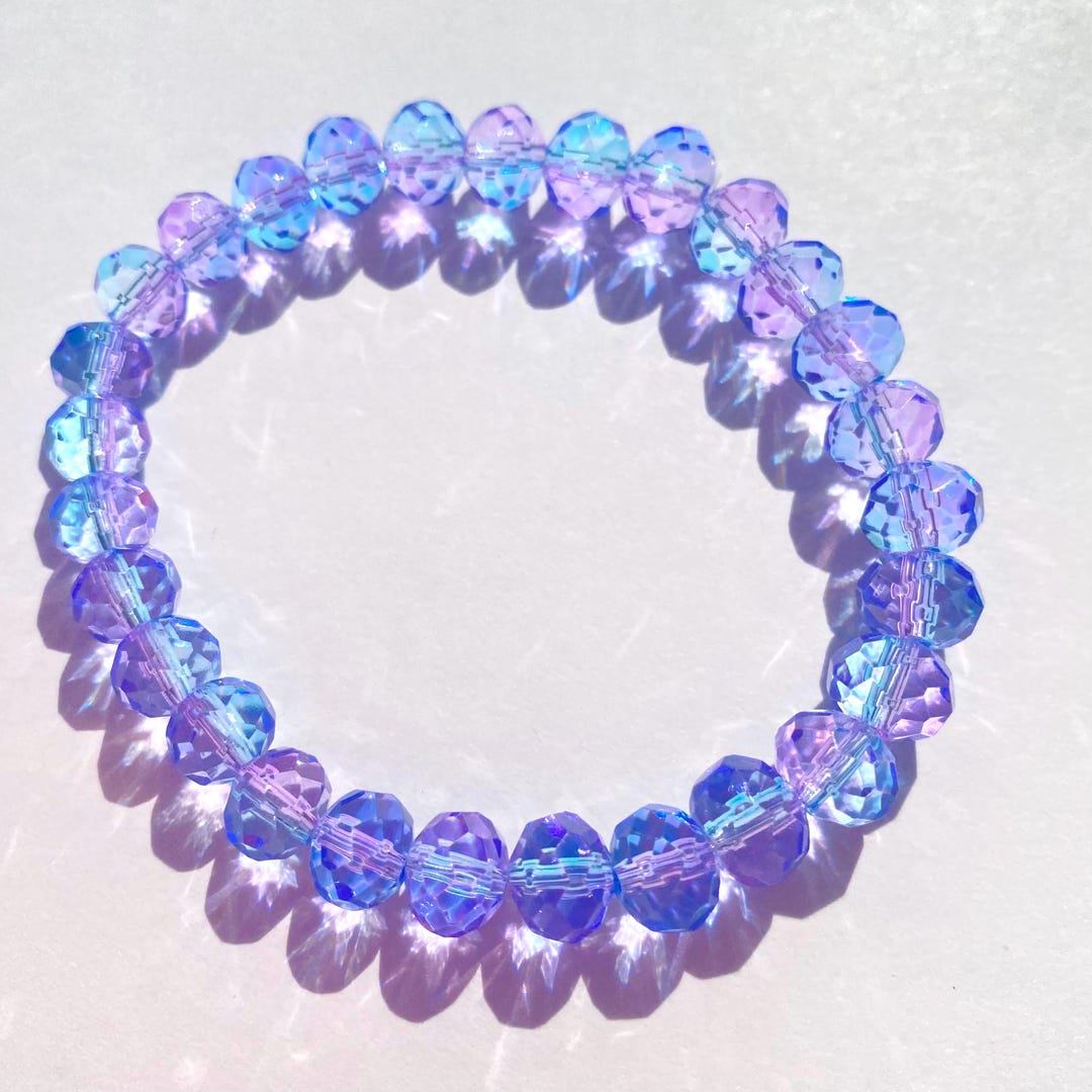 Purple Blue Mermaid Tail Heart Bead Bracelet - Etsy