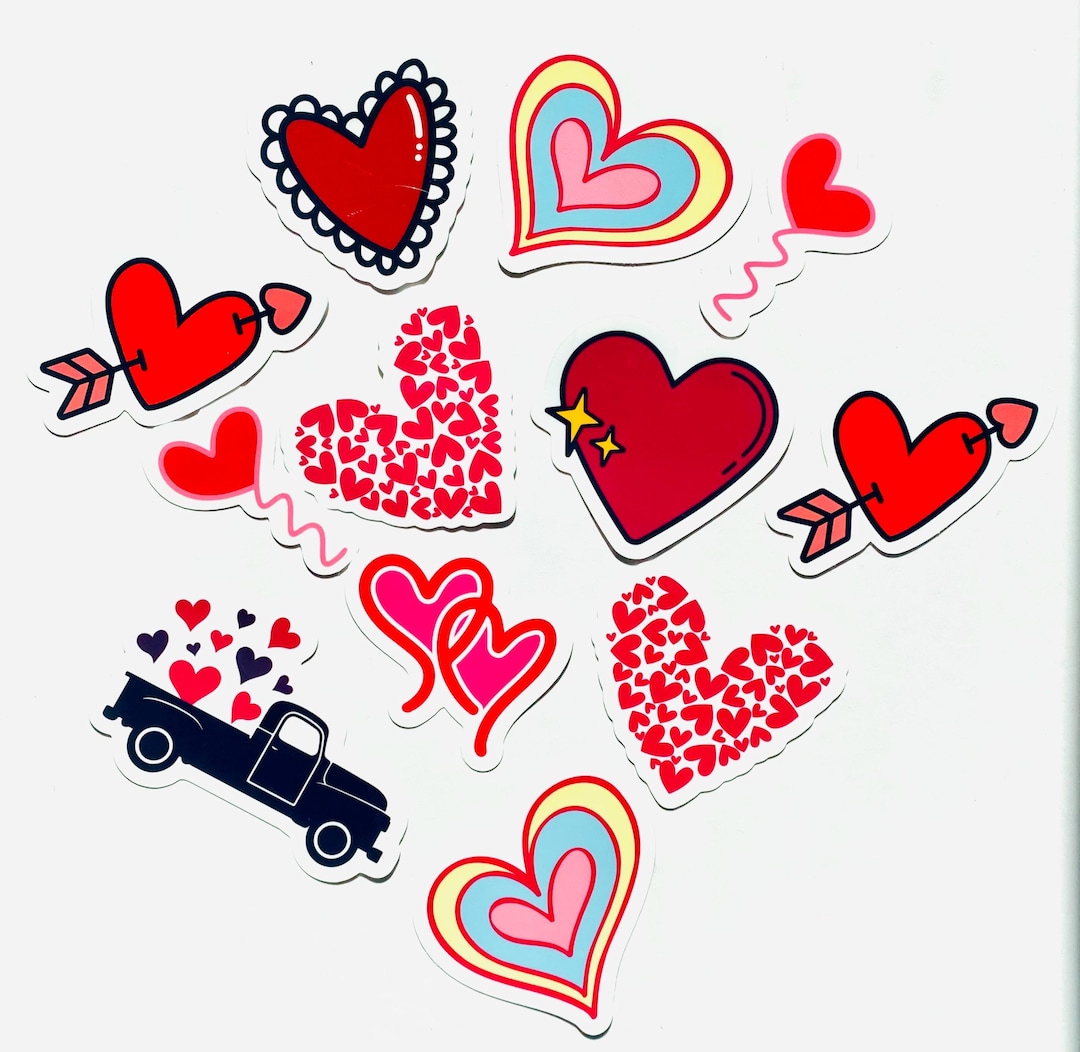 Love Hearts Stickers (12 Pack) Glossy - Etsy