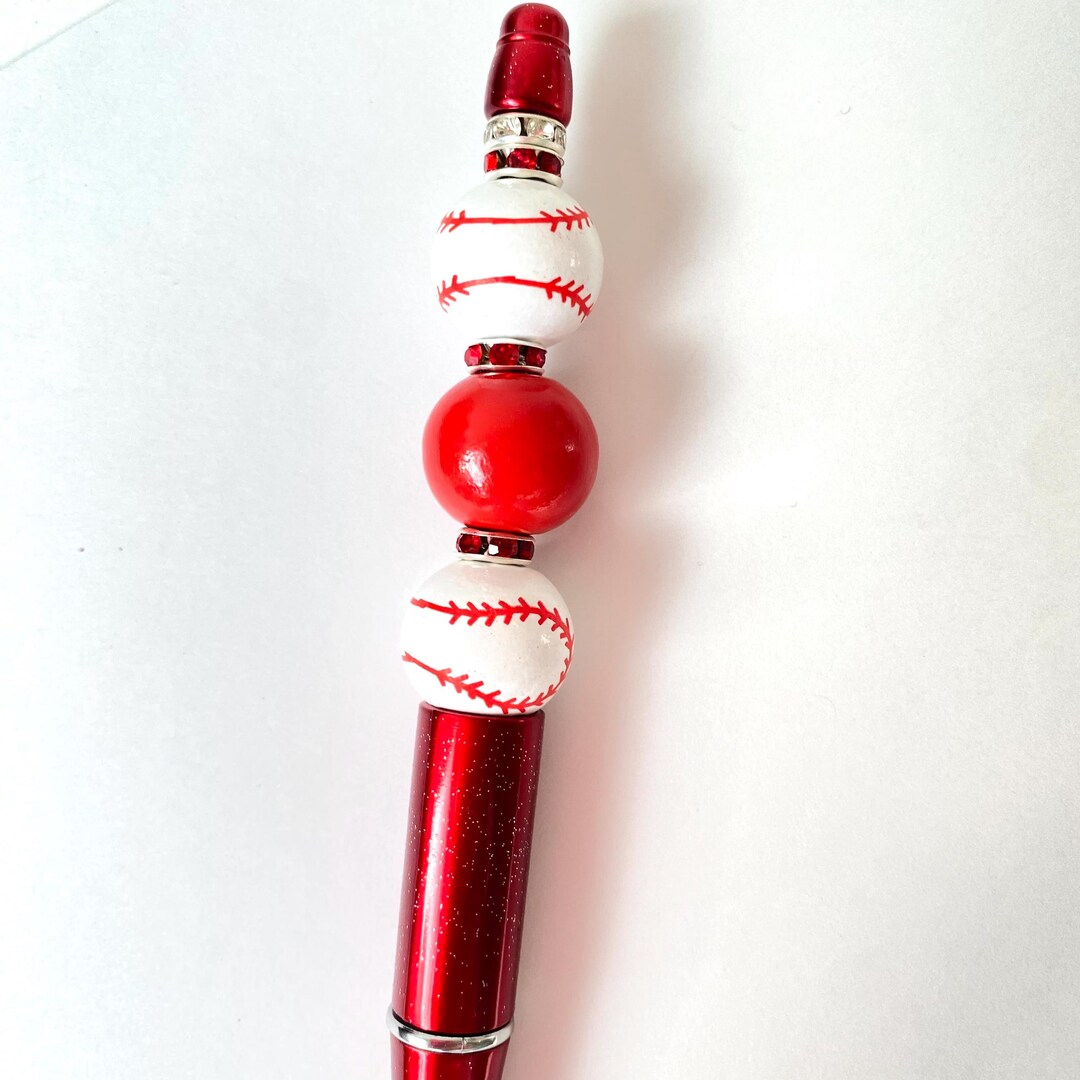 Softball Red Beaded Pen - Etsy