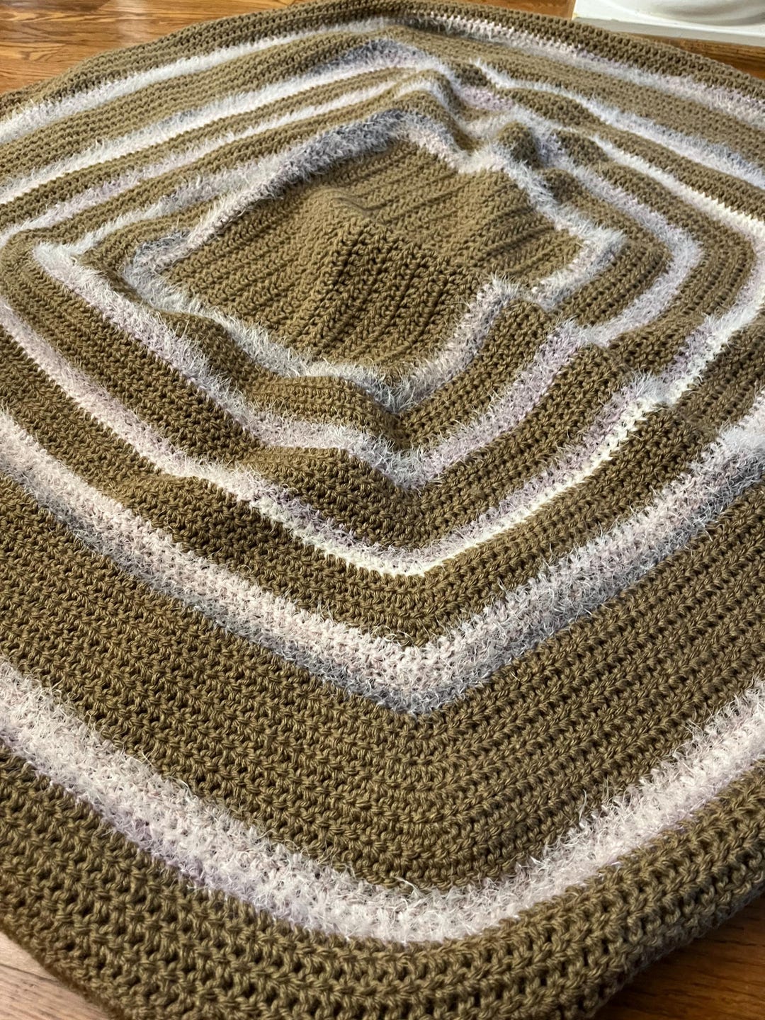 Rectangular Crochet Afghan Beige and Grey 48in X 47in - Etsy