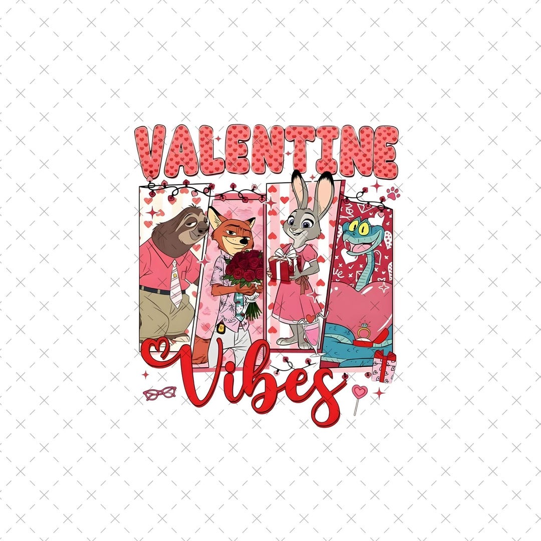 Retro Zootopia Valentine Vibes Movie Couple PNG SVG, Disney Family Trip ...