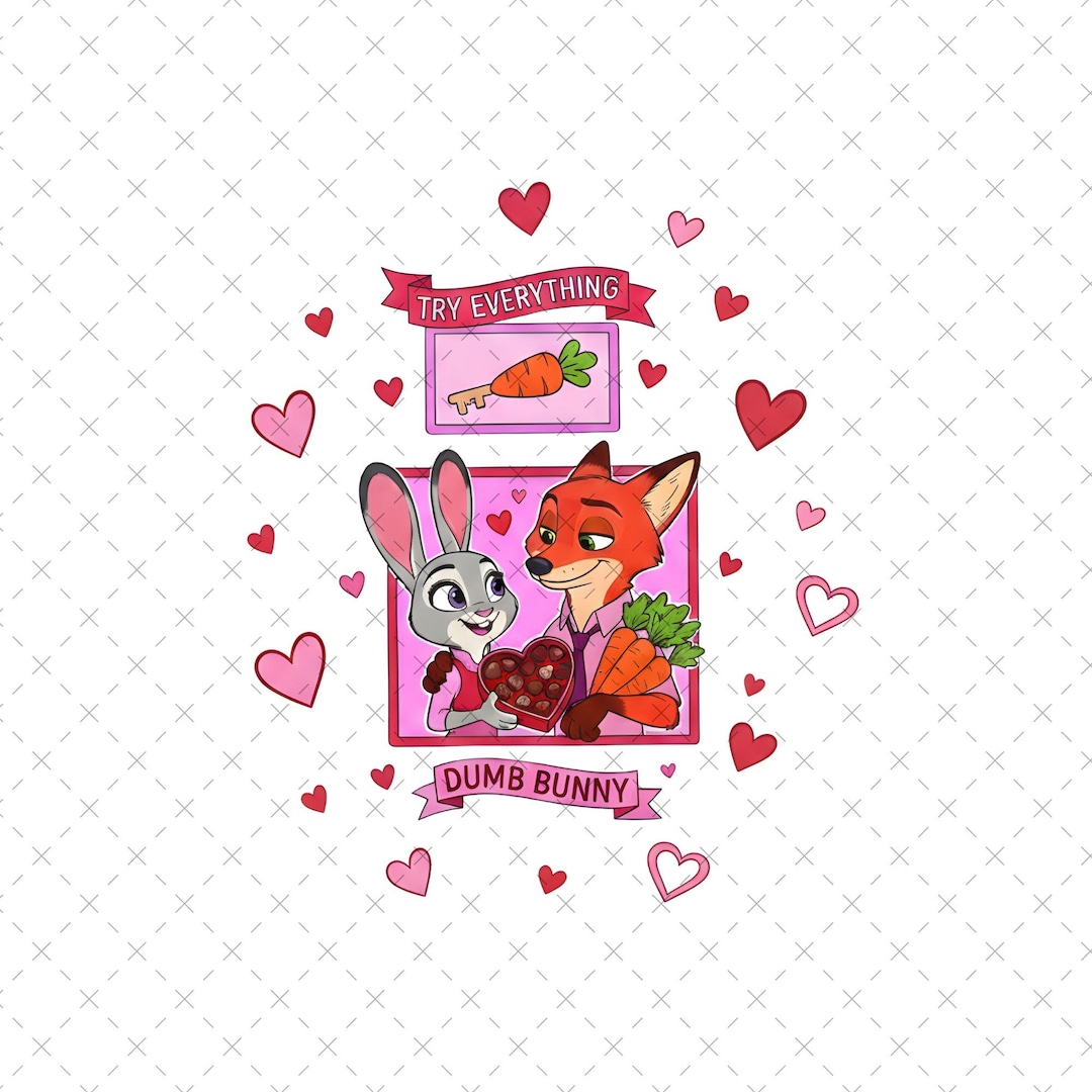 Disney Zootopia Valentine's Day SVG PNG, Nick and Judy, Bunny and Fox ...