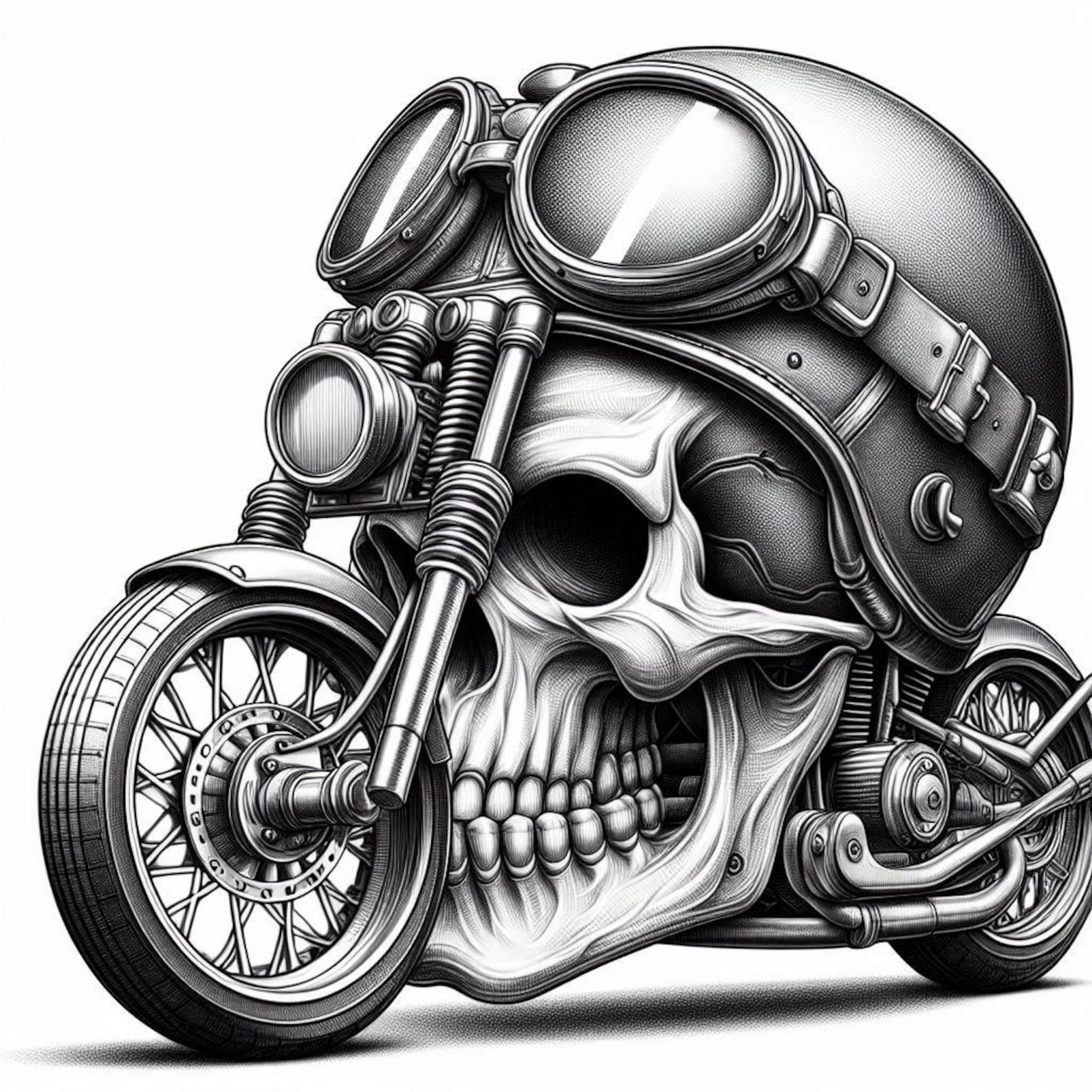 Digital Biker Skull Images, Digital Download - Etsy