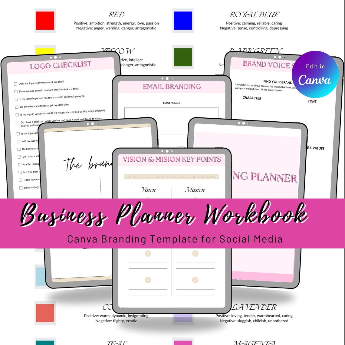 Business Planner Workbook- Canva Branding Template for Social Media - Etsy