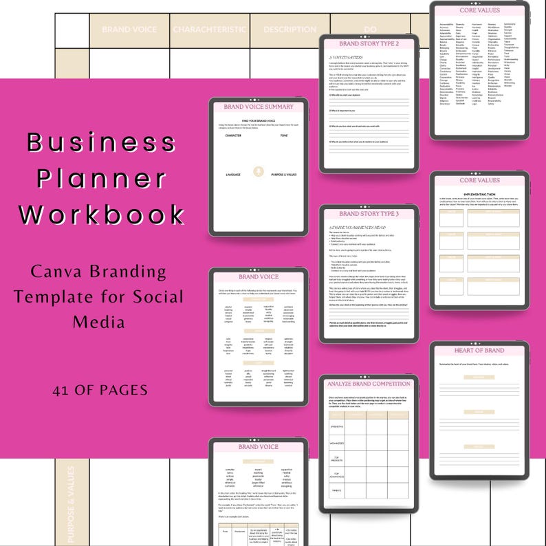 Business Planner Workbook- Canva Branding Template for Social Media - Etsy