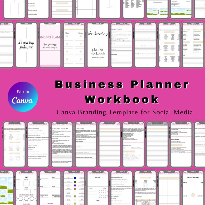 Business Planner Workbook- Canva Branding Template for Social Media - Etsy