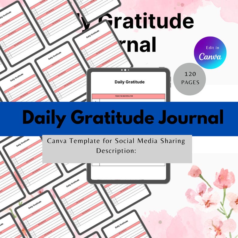 Daily Gratitude Journal - Canva Template for Social Media Sharing - Etsy