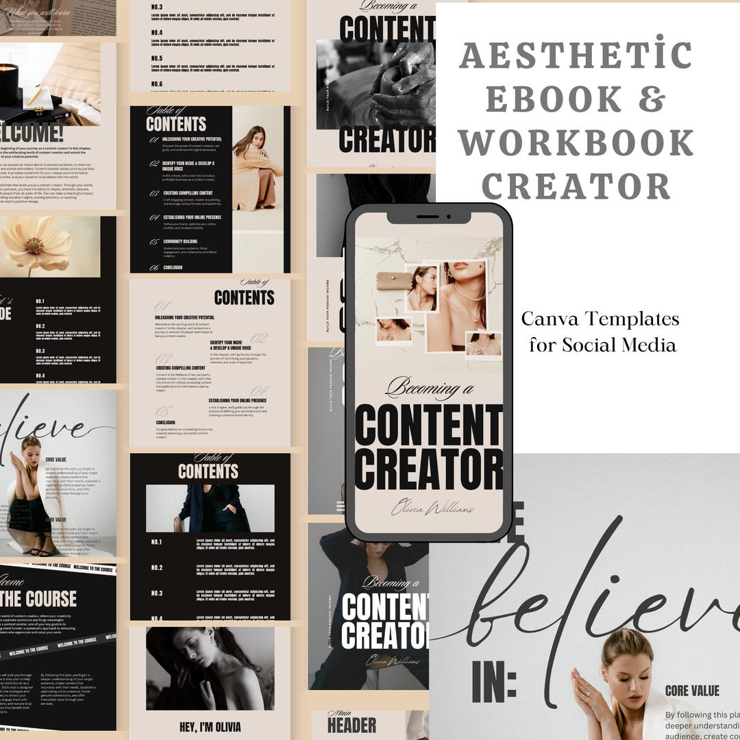 Aesthetic Ebook & Workbook Creator - Canva Templates for Social Media ...