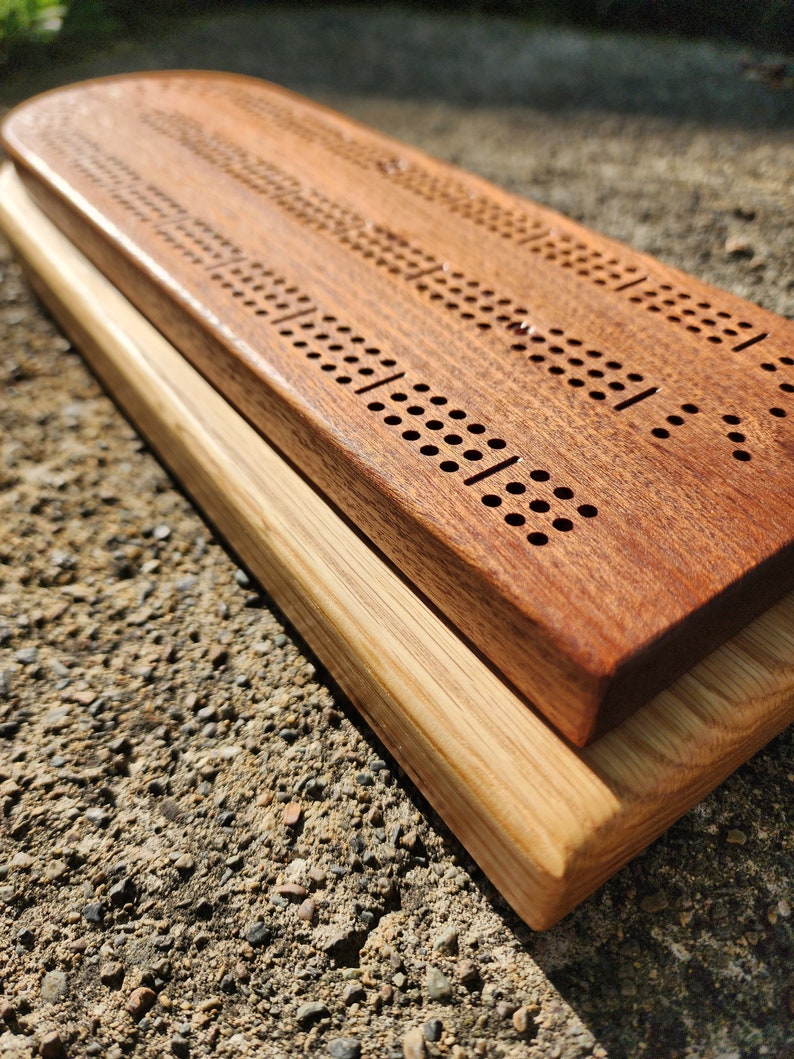 Mohagany & Red Oak Swivel Cribbage Board With Storage Compartments, 3 ...